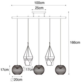 Průmyslové závěsné svítidlo zlaté 3-světlo - Flor