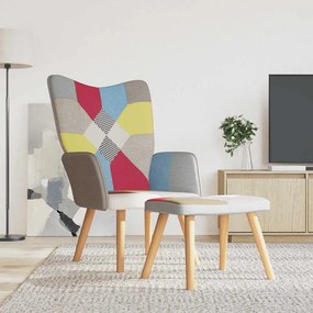 Relaxační křeslo se stoličkou patchwork textil 328184