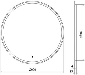 Kulaté zrcadlo MEXEN GOBI 90 cm - s LED podsvícením a vyhříváním, 9801-090-090-611-00