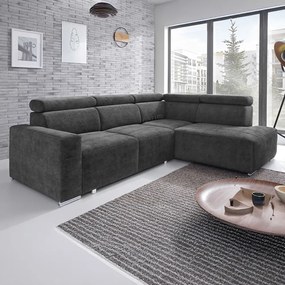 Sedací souprava BERGAMO | 265x202 cm | PRAVÁ | rozklad na každodenní spaní + úložný prostor | VÝBĚR TKANIN