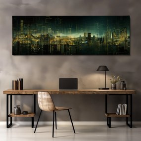 Obraz na plátně - Futuristické město - Světelná Abstrakce FeelHappy.cz Velikost obrazu: 180 x 60 cm