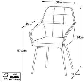 Designová židle Jadwiga II koňaková