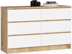 Komoda K120 6SZ dub artisan/bílá