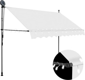 Ručně zatahovací markýza s LED světlem 300 cm krémová 145873