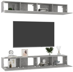 vidaXL Marketos TV skříňky 4 ks betonově šedé 100 x 30 x 30 cm kompozitní dřevo