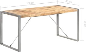 Jídelní stůl 160 x 80 x 75 cm masivní hrubé mangovníkové dřevo 321563