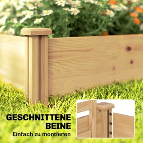 Outsunny vyvýšený dřevěný truhlík s 3 mřížemi, dvojitý záhon a otevřené dno — 240 x 125 x 102 cm — přírodní borovice