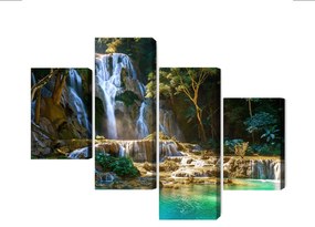 Vícedílný obraz Vodopád Kuang Si Nedostatek Nedostatek Přírodní plátno 120x75