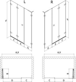Mexen Lunar-F L skládací sprchové dveře levé 140 cm, transparentní, chrom - 836SL-140-050-01-00-L
