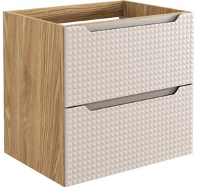 Závěsná skříňka Luxor Beige s deskou a umyvadly 120 cm béžová/dub olejovaný