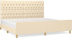 Rám postele s čelem krémový 200x200 cm textil 3125329