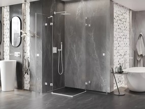 Mexen Lunar Duo, výklopný sprchový kout 110 x 110 cm, 8mm čiré sklo, bílý profil, 834-110L-110P-20-00