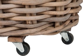 Sada 2 ratanových košů na kolečkách - Ø 75*82 cm