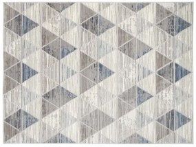 Moderní kusový koberec ASTHANE E460A Trojúhelníky světle šedý / tmavě modrý Rozměr: 80x150 cm