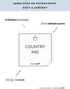 Samolepka na kořenky COUNTRY MIX průhledná  5 × 5 cm základní písmo