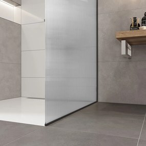 Mereo Mereo, Sprchová stěna WALK IN, Novea, black ALU, sklo Line, CK10600HBL
