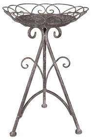 Šedý antik kovový stolek na květiny Frenchia L - Ø 27*40 cm