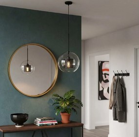 Toolight - Skleněná závěsná lampa loft APP557-1CP 20cm 1xE27 60W, černá, OSW-08750