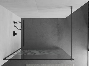 Mexen Kioto, sprchová zástěna Walk-In 90 x 200 cm, 8mm čiré sklo bílý vzor, ​​grafitový profil, 800-090-101-66-85