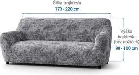 Bielastické potahy MARMO šedé trojkřeslo (š. 170 - 220 cm)