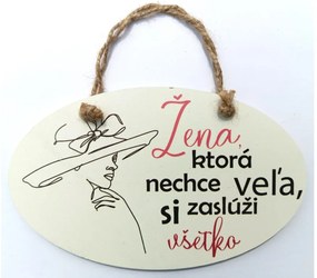Bondecor Dřevěná dekorace - Žena, CZ/SK 18x11 cm Jazyk: CZ