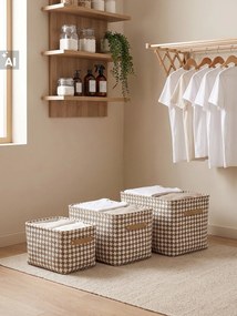 Sinsay - Úložný koš s geometrickým vzorem a úchytem - hnědá