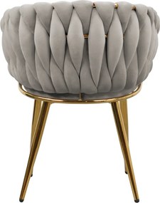 Jídelní křeslo, šedohnědá Taupe Velvet látka/gold chrom zlatý, DEILA