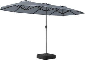 Costway Dvojitý slunečník se stojanem UPF 50+ antracit – 400 × 200 cm, šedá