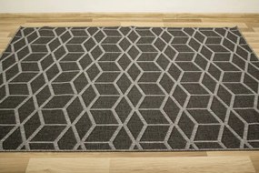 Šňůrkový oboustranný koberec Brussels 205178/11020 Night antracitový / šedý