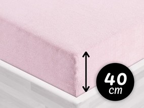 Froté napínací prostěradlo na extra vysokou matraci FR-032 Pudrově růžová 90 x 220 - výška 40 cm