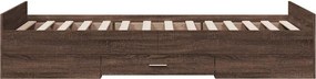 Rám postele se zásuvkami hnědý dub 75 x 190 cm kompozitní dřevo 3280355