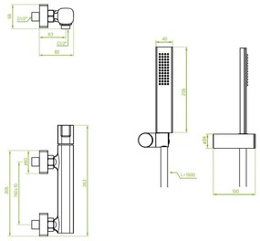 Laveo Tores, sprchová baterie s ruční bodovou sprchovou soupravou, černá matná, LAV-BVT_G41D