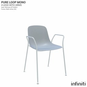 Židle Pure Loop Mono s opěradly Barva kovové konstrukce: Matt white 30, Barva sedáku a opěradla z recyklovaného plastu: Almond grey IP421C