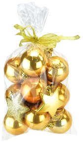 Vánoční koule v sáčku, 5 cm, zlatá perleť, 14 ks