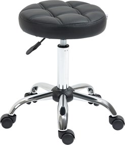 Vinsetto Roll Stool Výškově nastavitelná otočná pracovní stolička černá Ø35,5 cm, umělá kůže pro kancelář a salon 51-67 cm | Aosom.de