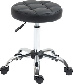 Vinsetto Roll Stool Výškově nastavitelná otočná pracovní stolička černá Ø35,5 cm, umělá kůže pro kancelář a salon 51-67 cm | Aosom.de
