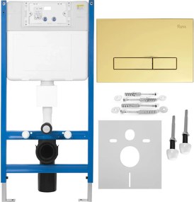 Rea Rea, Podomítkový WC systém K011A-Q + tlačítka HD Gold, KPL-E9560