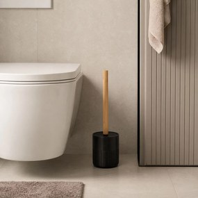 WC štětka Eira, černá/s dřevěnými prvky