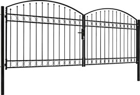 Plotová brána ASSEN dvoukřídlé dveře s klenutým vrškem ocel 400 x 150 cm 143094