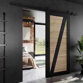 Posuvné dveře LOFT ADIO 3 černý + dub sonoma 70