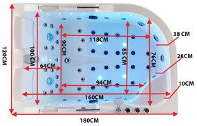 BPS-koupelny Hydromasážní vana HYD-NO-VE761R 180x120 PRAVÁ s ohřevem vody