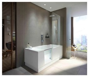 Duravit Shower + Bath - Vana se sprchovým koutem do levého rohu s panelem a nohami, 170x75 cm, zrcadlové sklo, D 700403000100000