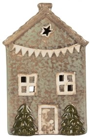 Zelený keramický domek na čajovou svíčku Lamont - 10*8*15 cm