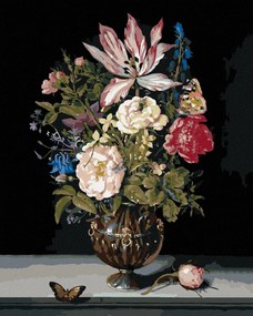 zuty zuty - malování podle čísel - zátiší s květinami (ambrosius bosschaert), 80x100 cm, plátno