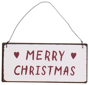 Ib Laursen Závěsná plechová cedulka Merry Christmas, červená barva, kov