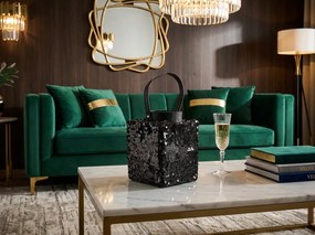 Lucerna s flitry LOFTY GLAM 27 cm, černá