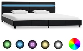 Rám postele s LED světlem černý umělá kůže 180 x 200 cm - Default Title