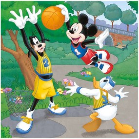 DINO Puzzle 3x55 dílků Mickey a Minnie sportovci 18x18cm skládačka 3v1 dn335271