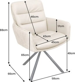 Designová otočná židle Maddison béžová kůže
