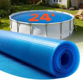 Solární kryt bazénu VEVOR, kulatý bublinový kryt bazénu o průměru 7,32 m, solární deka pro bazény o tloušťce 16 mil s bublinovým a PE materiálem, absorpce tepla ve dne, udržení tepla v noci, solární kryty pro udržení tepla, modrý